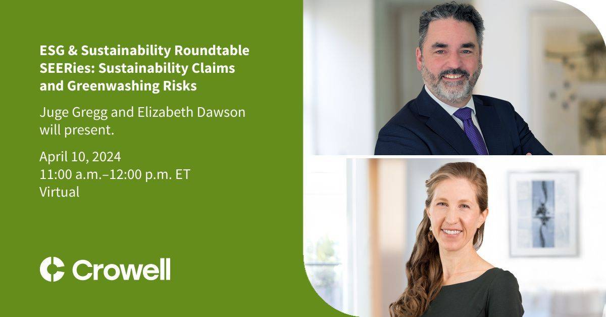 ESG and Sustainability Roundtable ABA SEERies: Sustainability Claims ...