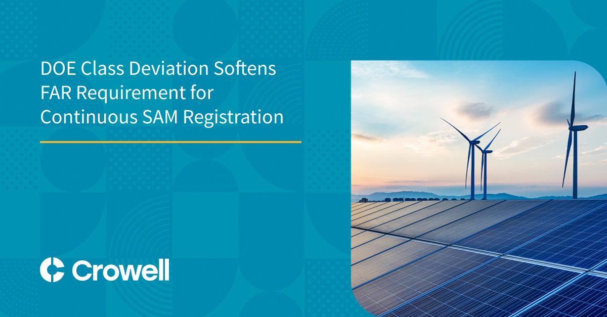DOE Class Deviation Softens FAR Requirement for Continuous SAM ...