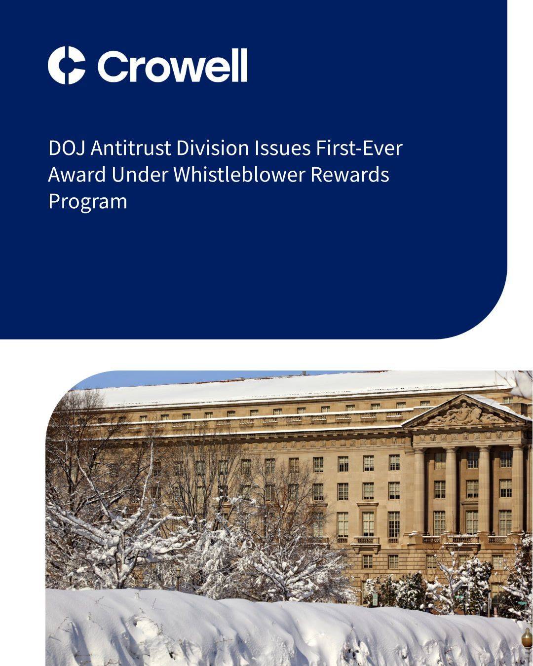 DOJ Antitrust Division Issues First-Ever Award Under Whistleblower ...