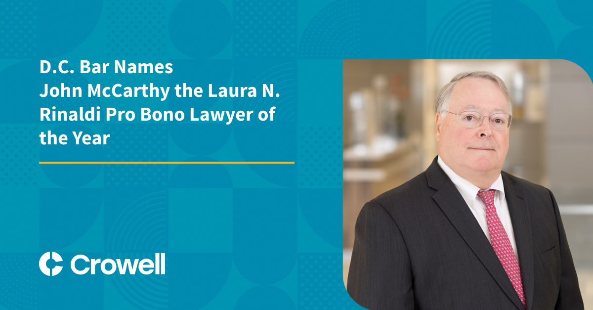 D.C. Bar Names John McCarthy the Laura N. Rinaldi Pro Bono Lawyer of ...