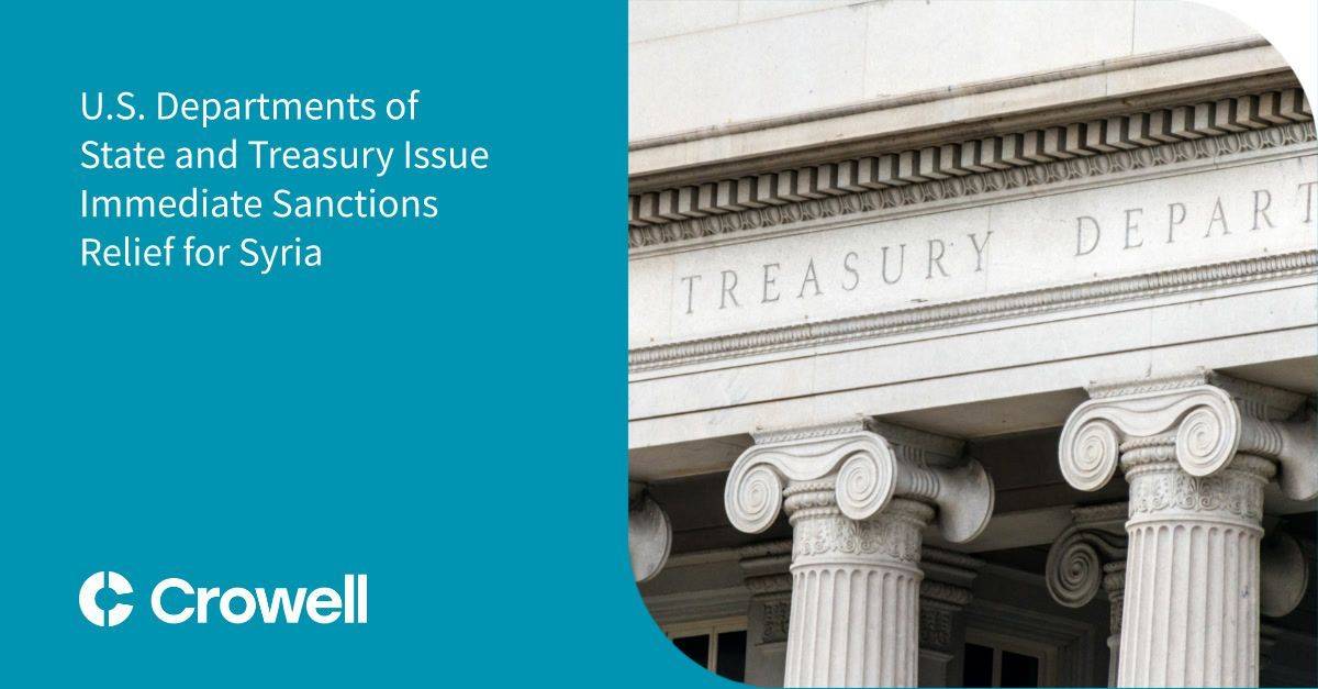 U.S. Departments of State and Treasury Issue Immediate Sanctions Relief ...