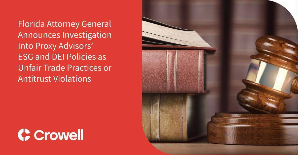 Florida Attorney General Announces Investigation Into Proxy Advisors ...