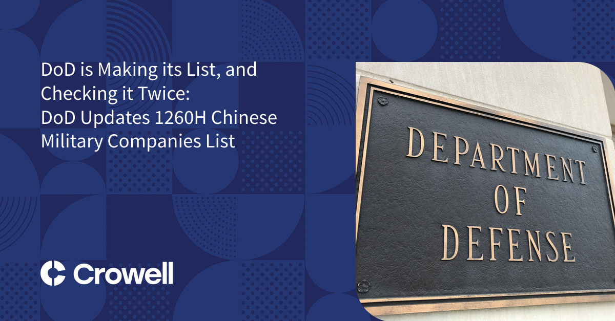 DoD is Making its List, and Checking it Twice: DoD Updates 1260H ...