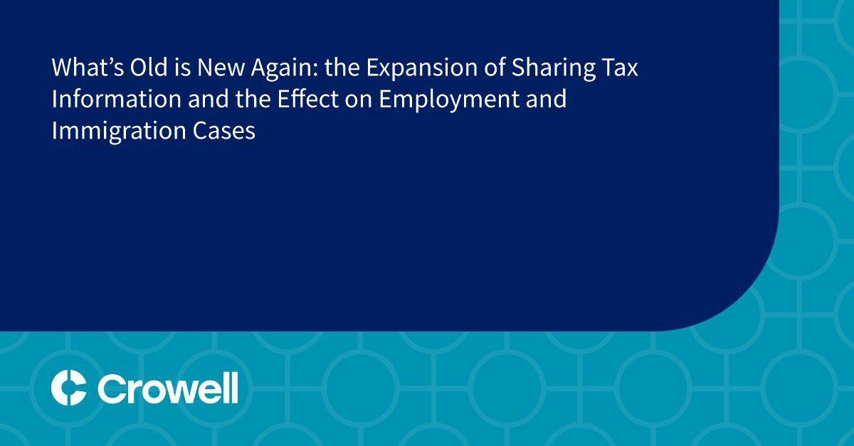 What’s Old is New Again: the Expansion of Sharing Tax Information and ...