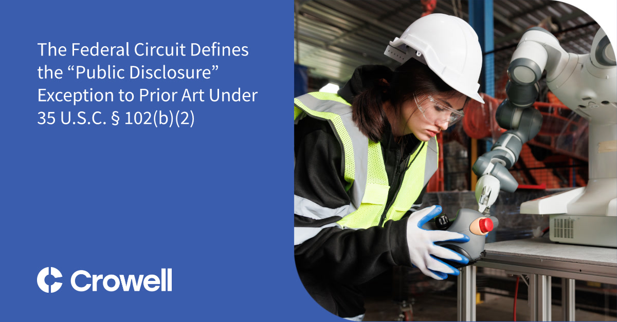 The Federal Circuit Defines the “Public Disclosure” Exception to Prior ...